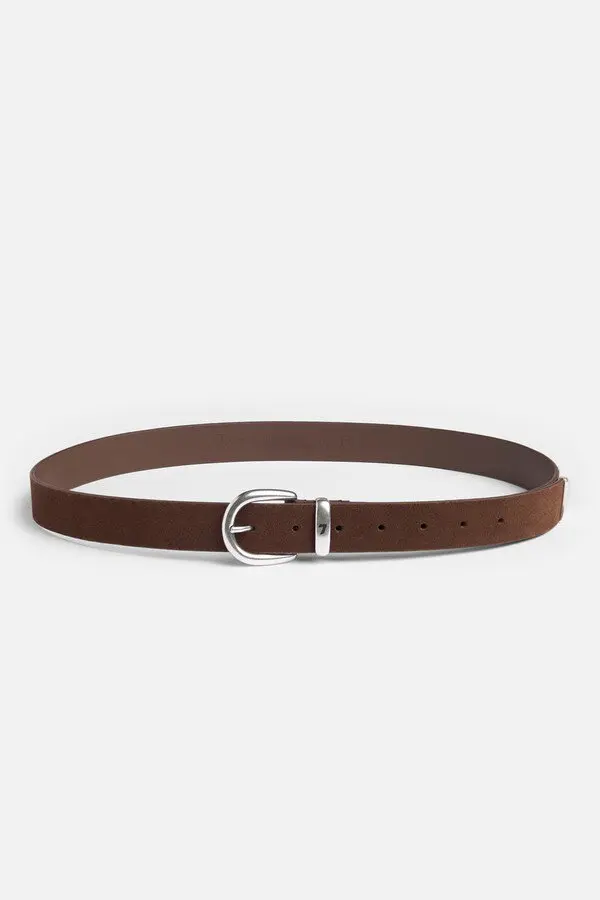 7 For All Mankind Metal Loop Suede Belt - Chocolate