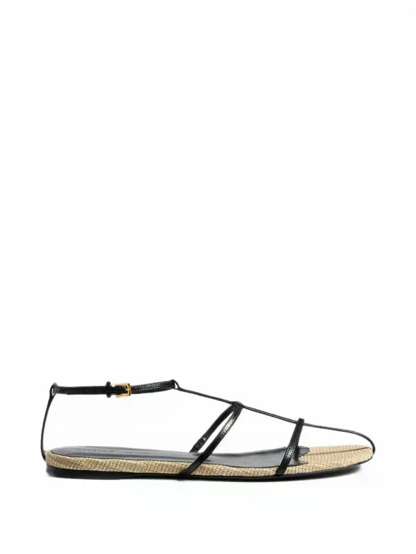 Khaite Cage Flat Sandals - Black