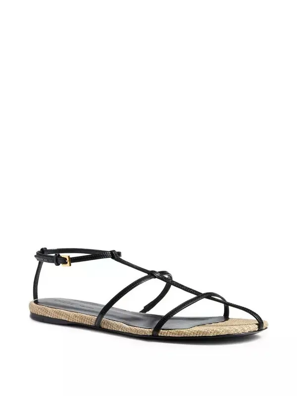 Khaite Cage Flat Sandals - Black