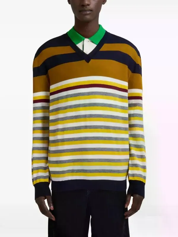 Marni Striped V-neck Sweater