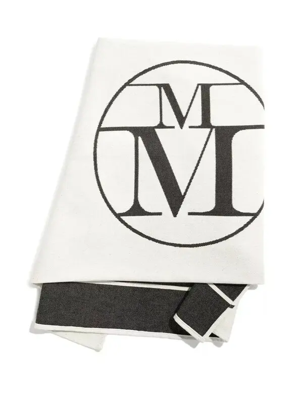 MAISON MICHEL Aida Logo-print Cotton Towel - Neutrals