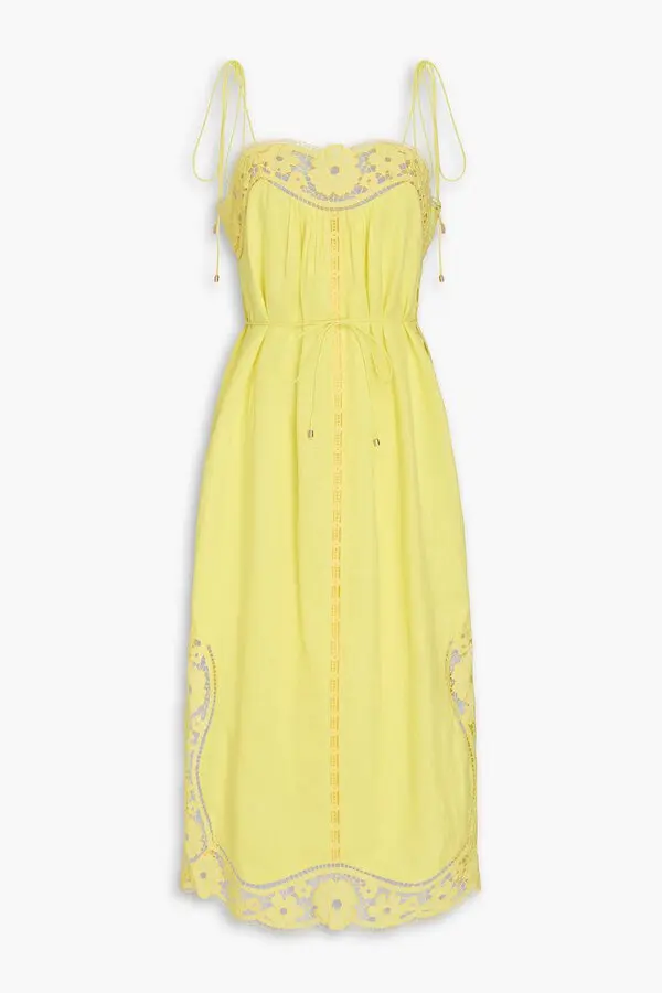 Zimmermann Broderie Anglaise Linen Midi Dress