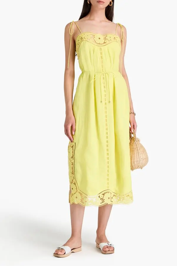 Zimmermann Broderie Anglaise Linen Midi Dress