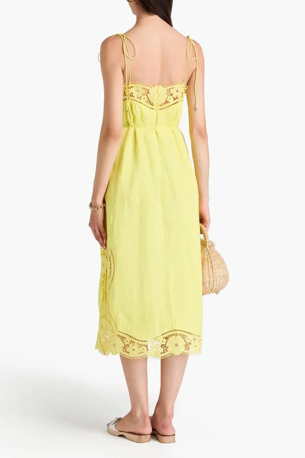 Zimmermann Broderie Anglaise Linen Midi Dress