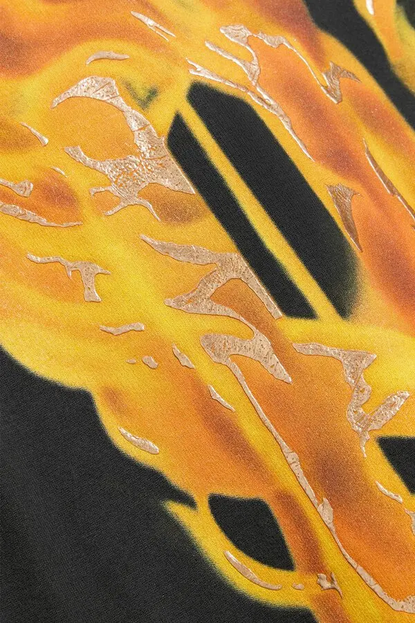 Palm Angels Burning Monogram Logoprint Cottonjersey Tshirt - Black