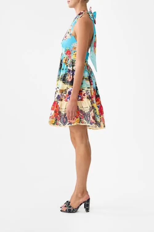 Camilla Ruffle Hem Halterneck Mini Dress - Bathing Bombshell