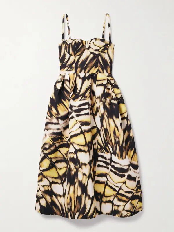 Oscar de la Renta - Printed Faille Midi Dress