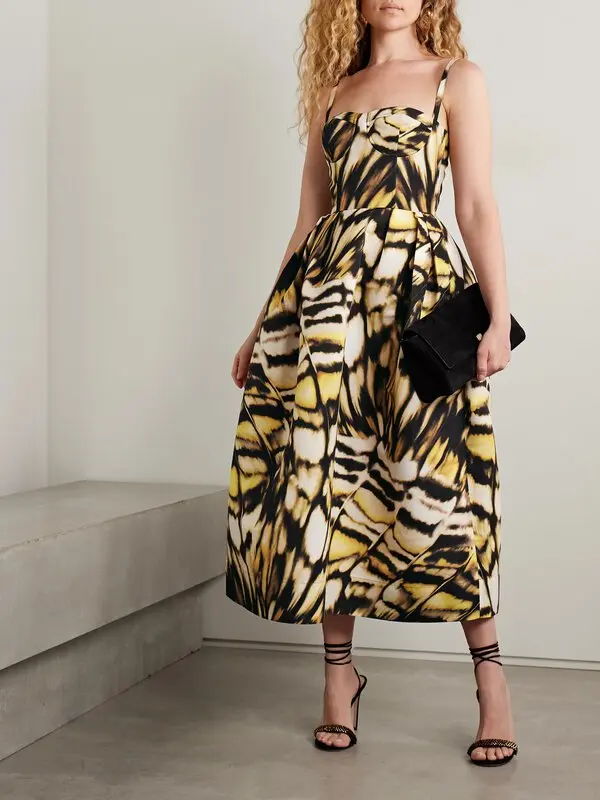 Oscar de la Renta - Printed Faille Midi Dress