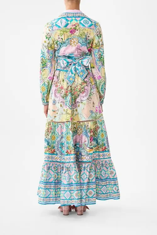 Camilla High Waisted Tiered Maxi Skirt With Crystal Embellishments