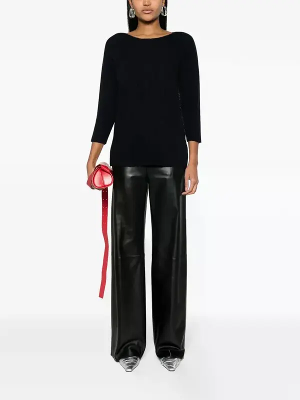 Fabiana Filippi Ribbed Knit Sweater With Bead Embellishment