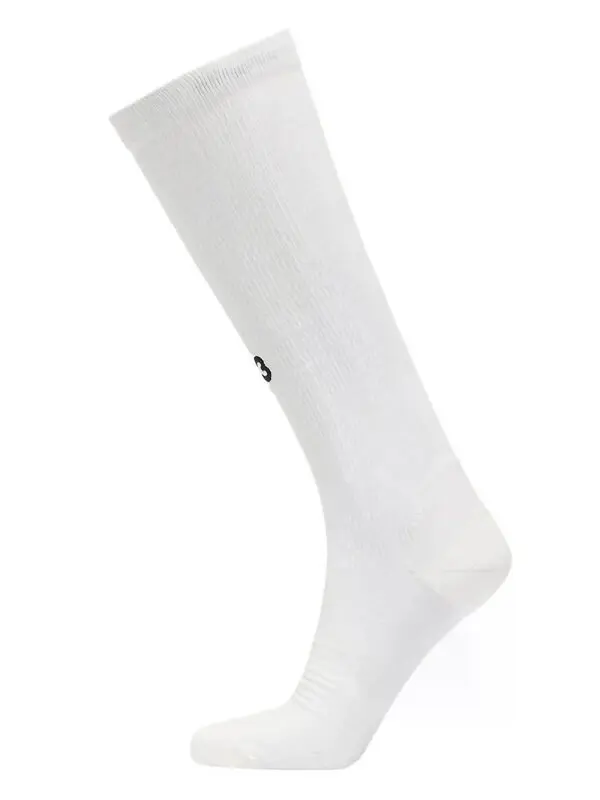 Y3 Ribbed Knee-high Socks - White