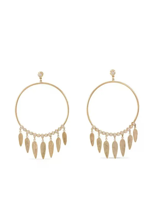 Jacquie Aiche 14k Gold Diamond Teardrop Shaker Hoop Earrings - Yellow