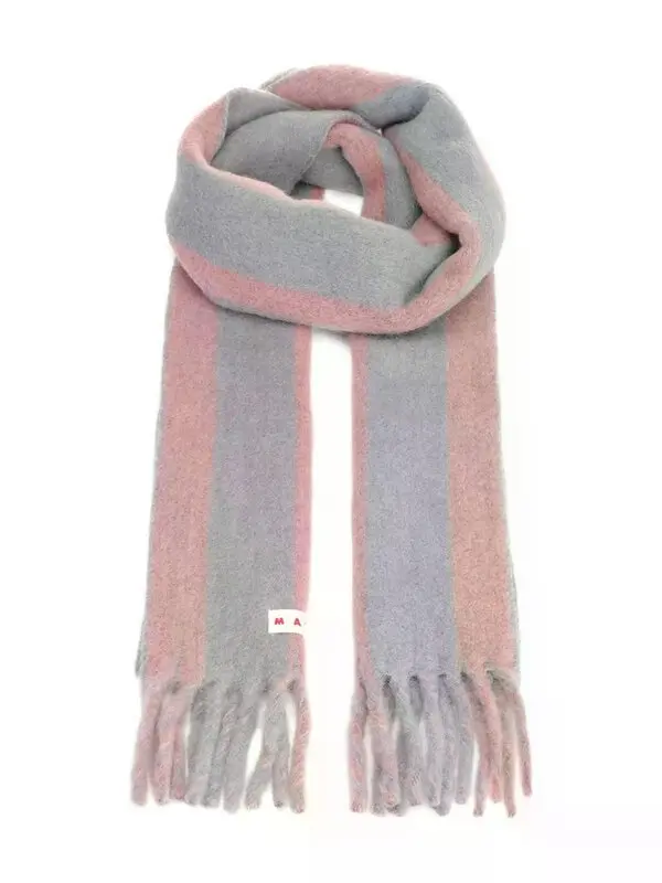 Marni Striped Fringed Scarf - Grey