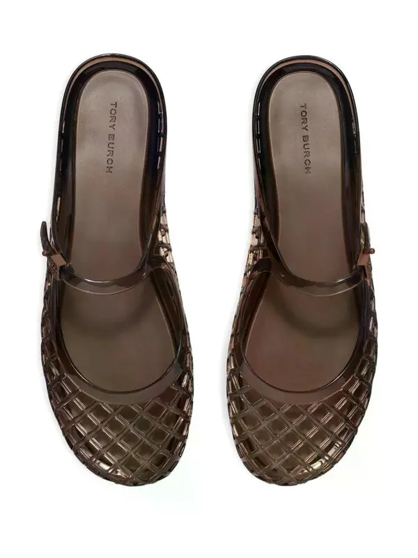 Tory Burch Mellow Mary Jane Slides With Perforated Design And Adjustable Strap