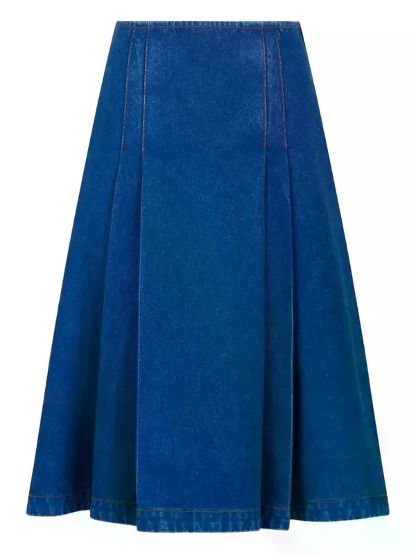 Marni Pleated Denim Midi Skirt