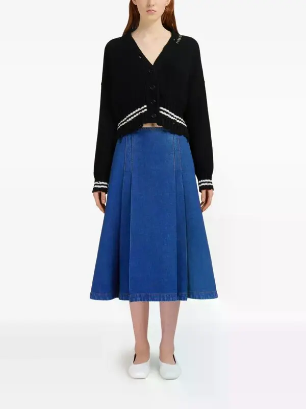 Marni Pleated Denim Midi Skirt