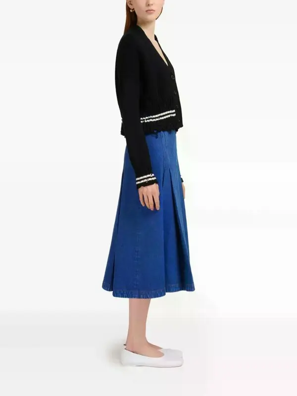 Marni Pleated Denim Midi Skirt
