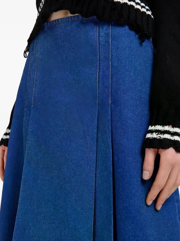 Marni Pleated Denim Midi Skirt