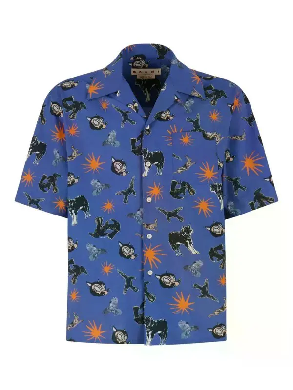 Marni Graphic-print Short-sleeve Shirt - Blue