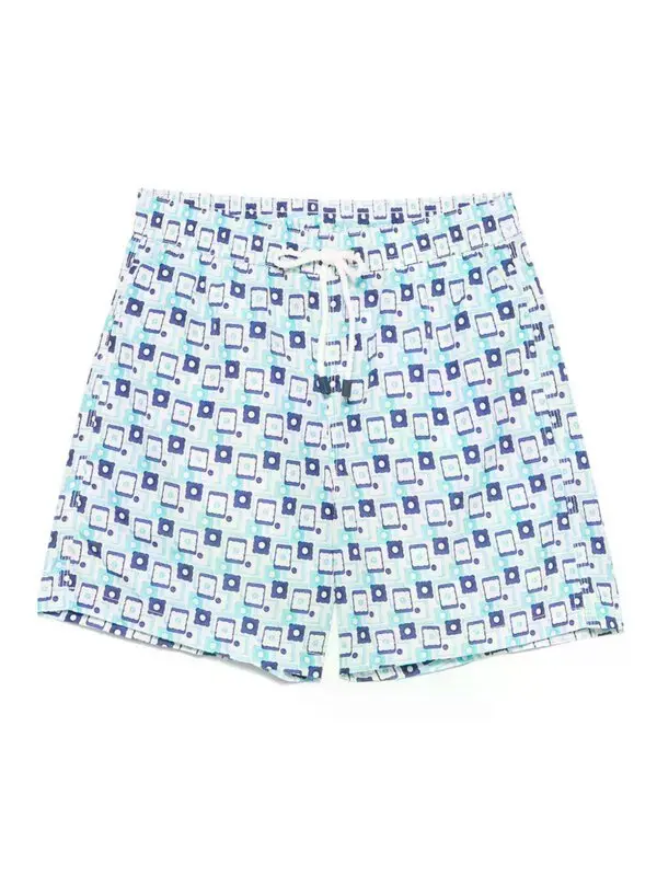 FIORIO MILANO Geometric-print Swim Shorts - Blue