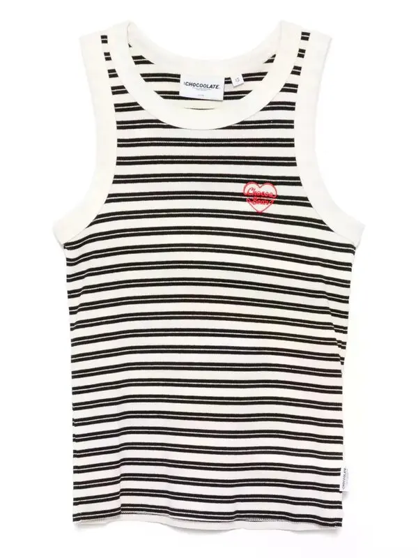 CHOCOOLATE Striped Tank Top - Neutrals