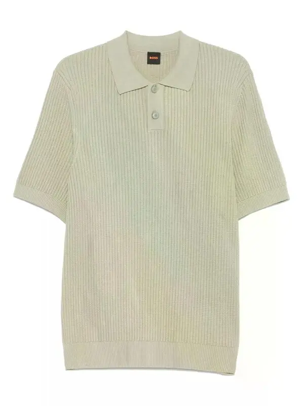 BOSS Ribbed-knit Polo Shirt - Green