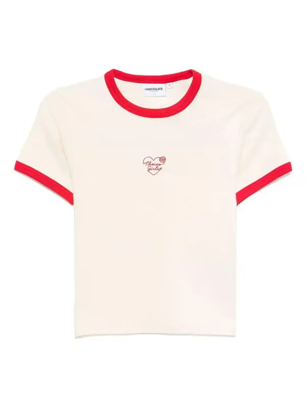 CHOCOOLATE Logo-embroidered T-shirt - Neutrals
