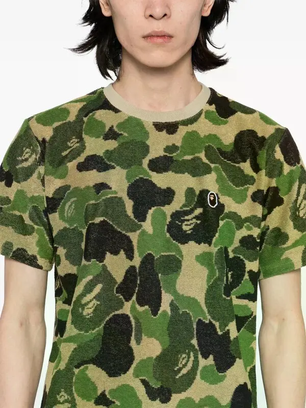 A BATHING APE Abc Camo Pile Jacquard One-point T-shirt - Green