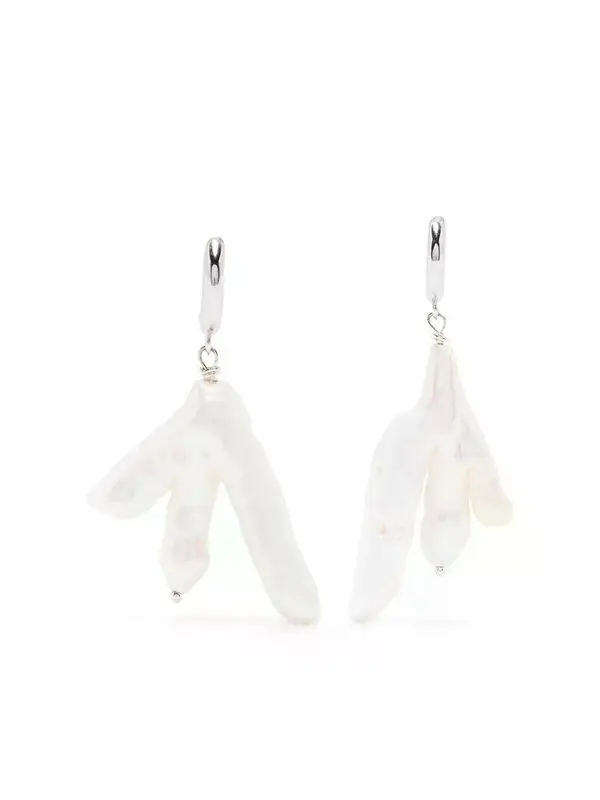 GOHAR WORLD Chicken Foot Pearl Drop Earrings - Silver
