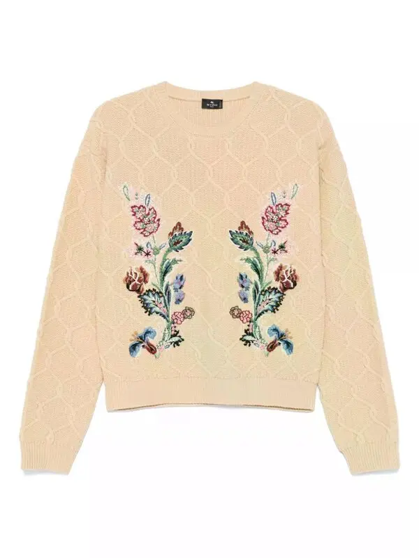 Etro Floral-embroidered Pullover - Neutrals