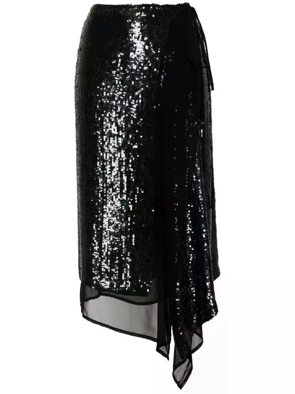 P.a.r.o.s.h Glare Sequin Embellished Wrap Skirt