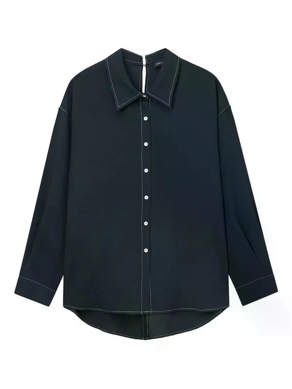 TOUT A COUP Contrast-stitch Button-up Shirt - Blue