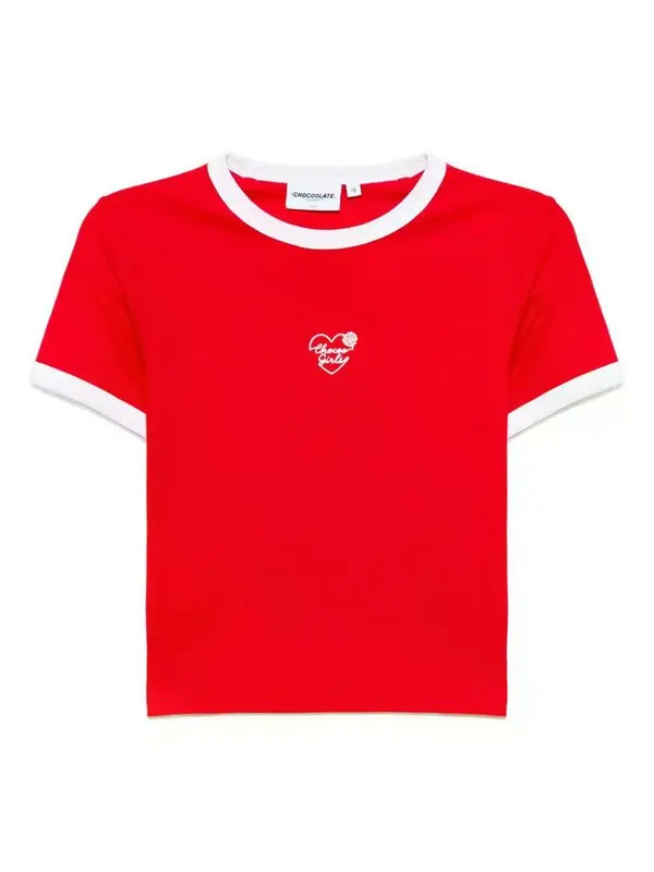 CHOCOOLATE Logo-embroidered T-shirt - Red