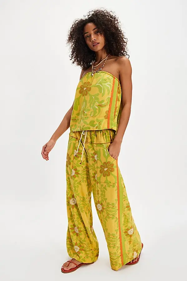 Free People Devella Printed Set - Lemon Combo