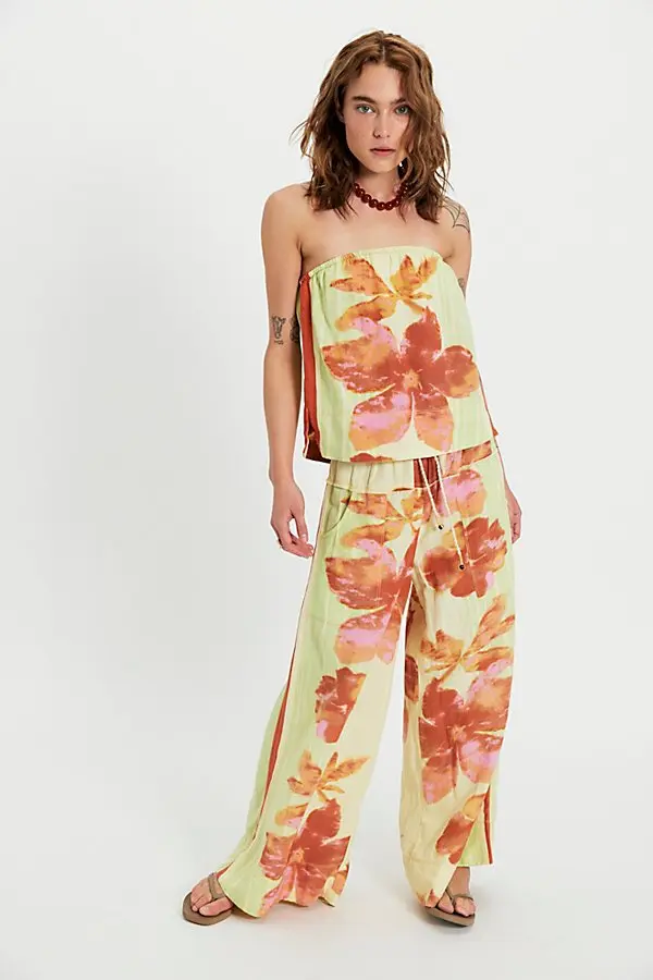 Free People Devella Printed Set - Sand Combo