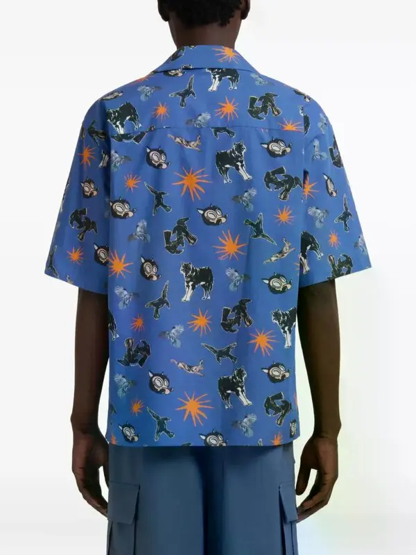 Marni Graphic-print Short-sleeve Shirt - Blue