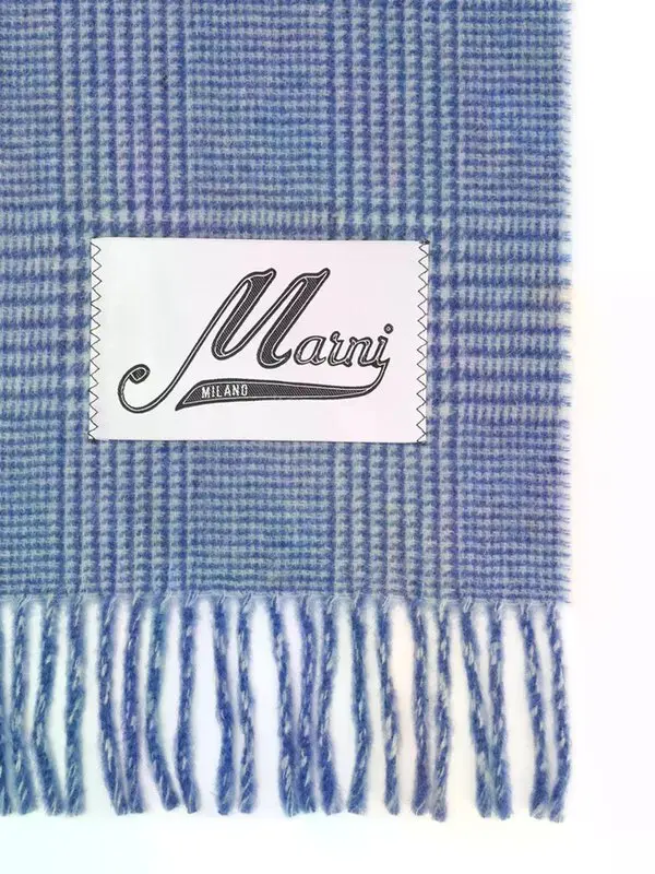 Marni Check-patterned Fringe Scarf - Blue