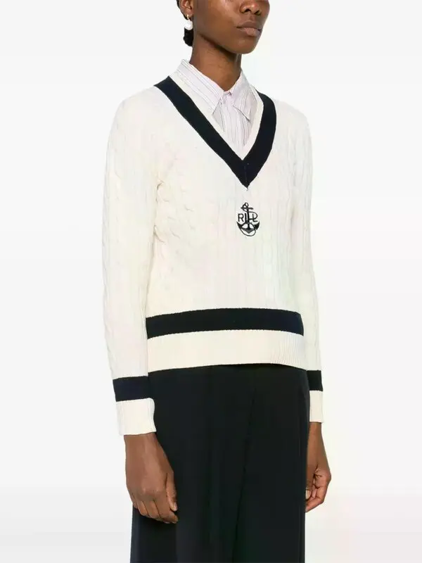 Ralph Lauren Cable-knit V-neck Sweater - Neutrals