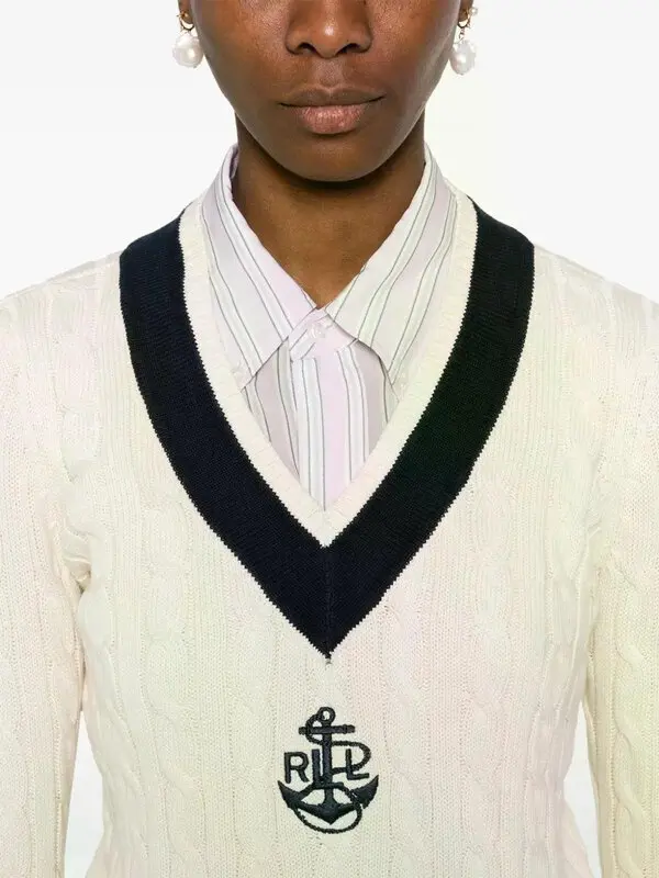 Ralph Lauren Cable-knit V-neck Sweater - Neutrals