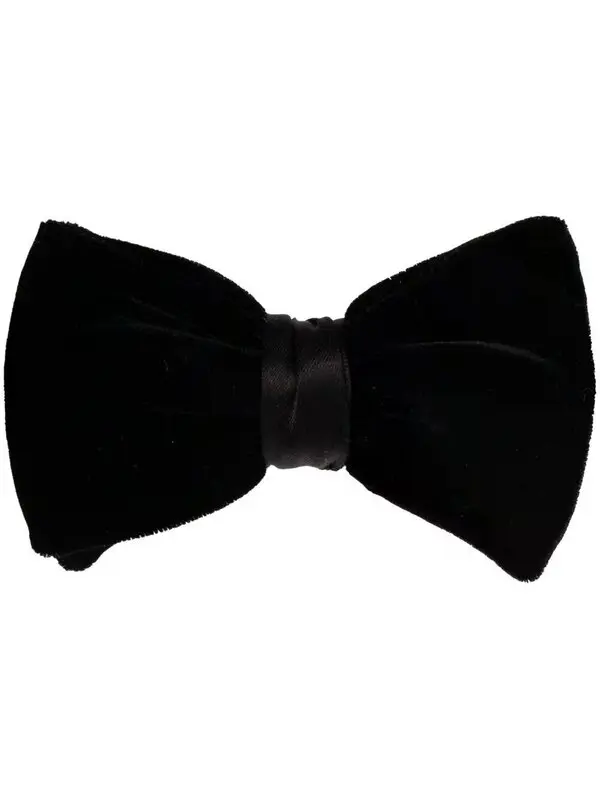 Giorgio Armani Velvet Bow Tie With Hook Fastening - Black