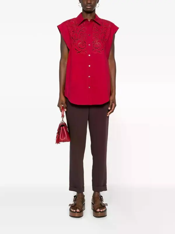 P.a.r.o.s.h Broderie-anglaise Cotton Shirt - Red