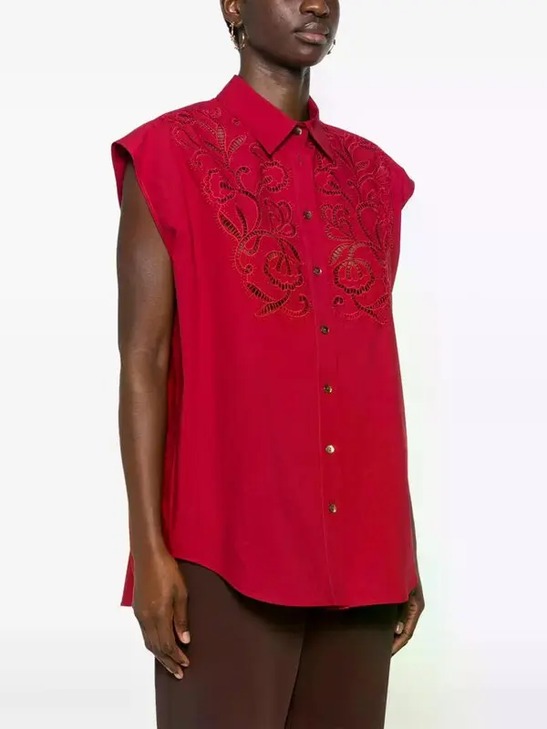 P.a.r.o.s.h Broderie-anglaise Cotton Shirt - Red