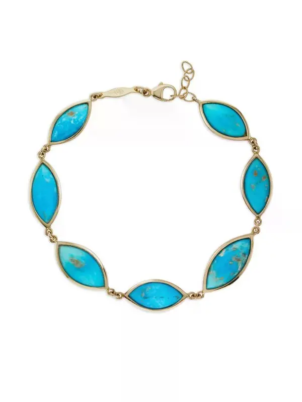 Jacquie Aiche 14ct Yellow Gold Marquise-bezel Turquoise Bracelet - Blue