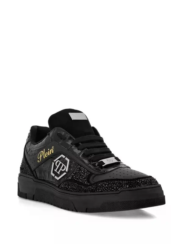 Philipp Plein Crystal-embellished Leather Sneakers