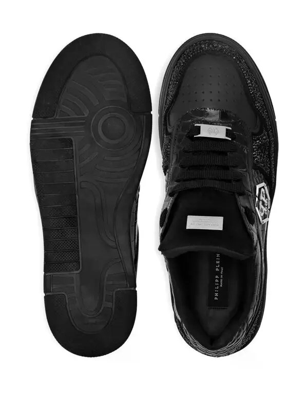 Philipp Plein Crystal-embellished Leather Sneakers