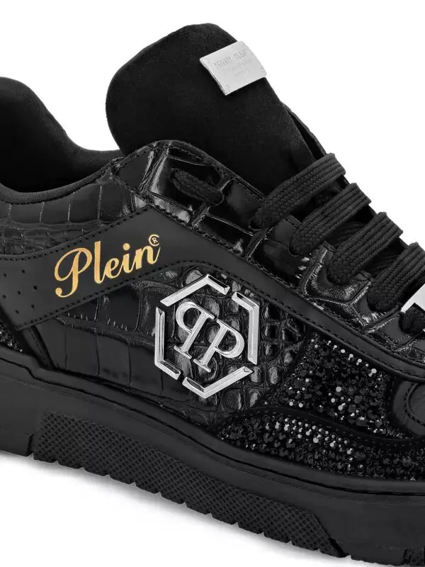 Philipp Plein Crystal-embellished Leather Sneakers
