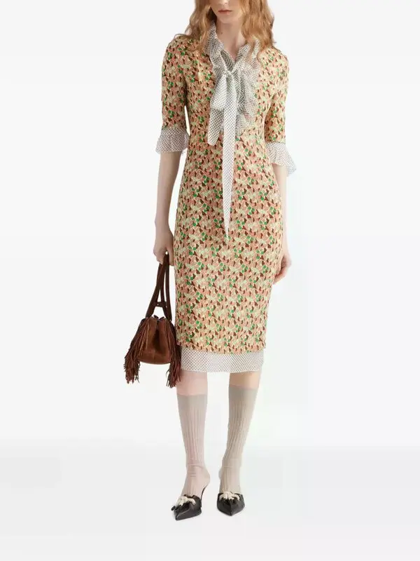 Prada Printed Georgette Midi Dress