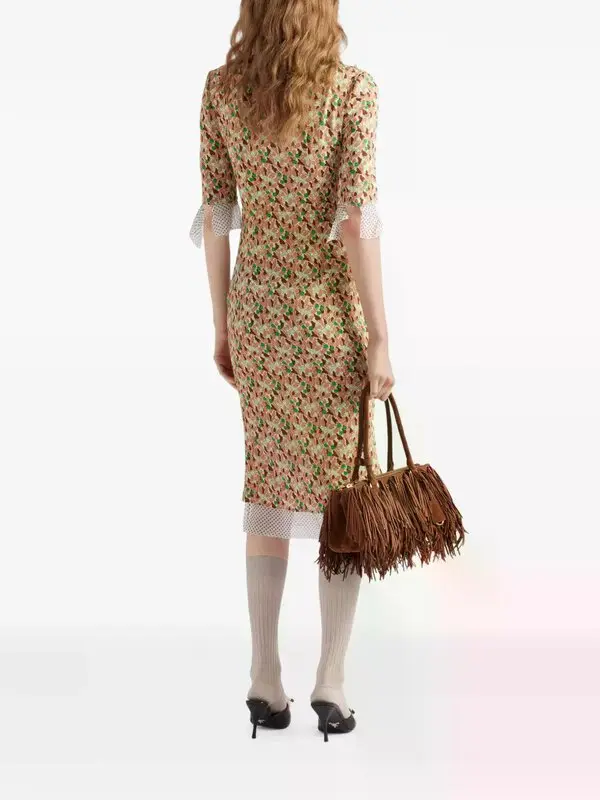 Prada Printed Georgette Midi Dress