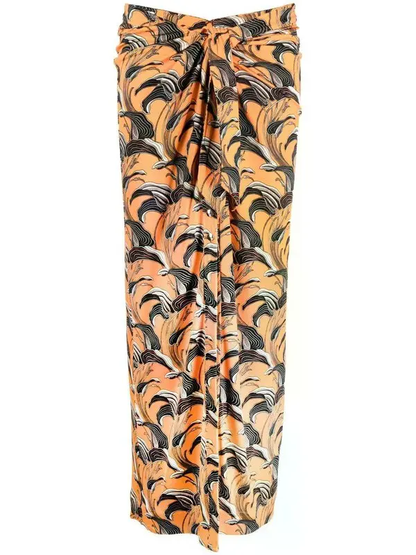 Rabanne Printed Ruched Skirt - Orange