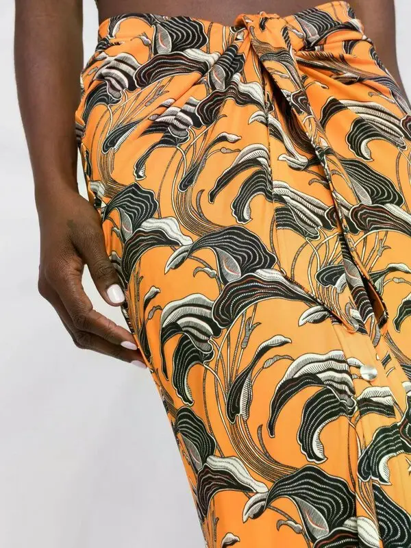 Rabanne Printed Ruched Skirt - Orange